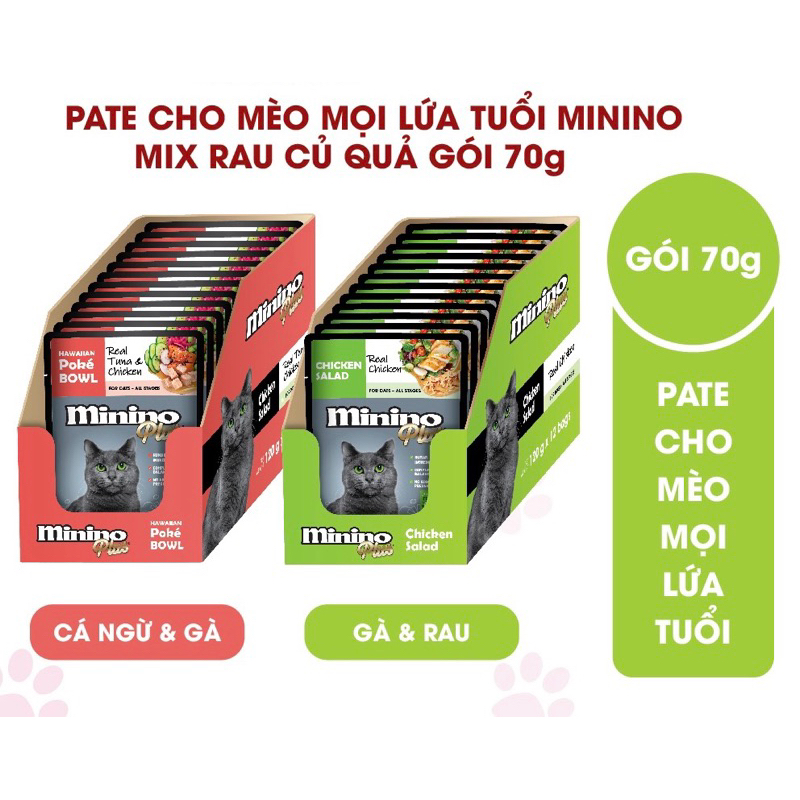 Thức ăn hỗn hợp hoàn chỉnh dạng xốt cho mèo - Minino Plus 70g | Shopee Việt Nam