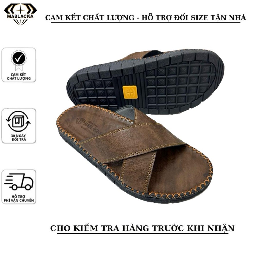 Dép da nam quai chéo da bò đế doctor cao 3cm,đẹp dành cho nam,trung ...