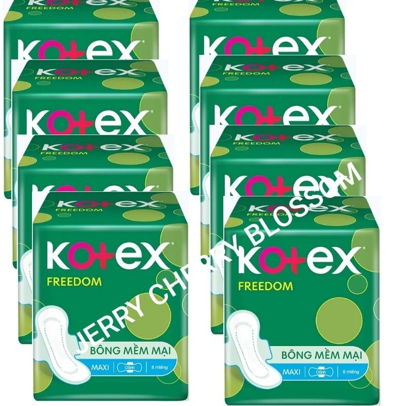 Combo 8 gói băng vệ sinh Kotex Freedom maxi cánh/ko cánh 8 miếng/gói ...