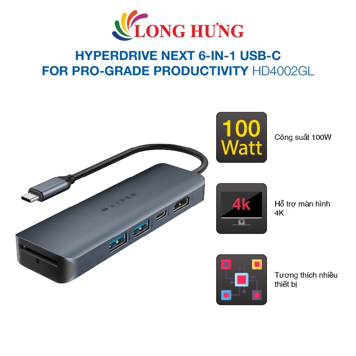 Cổng chuyển đổi HyperDrive Next 6-in-1 USB-C for Pro-grade Productivity ...