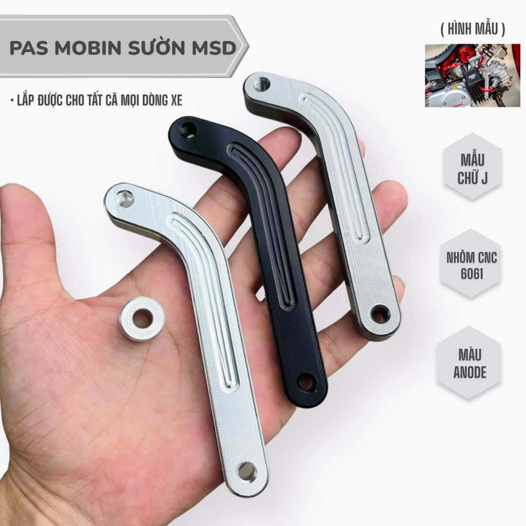 Pas mobin sườn MSD mẫu chữ J dùng gắn vị trí dưới bửng cho nhiều dòng xe số và xe tay ga ...