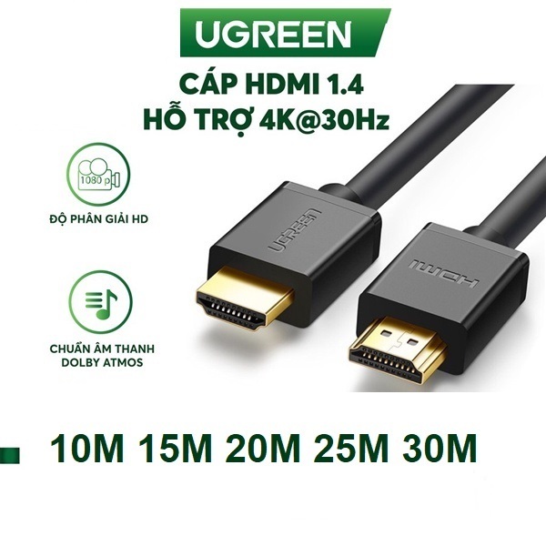 Cáp HDMI Ugreen 10m 15m 20m 25m 30m Dây HDMI Ugreen hỗ trợ 3D 4K,2K ...