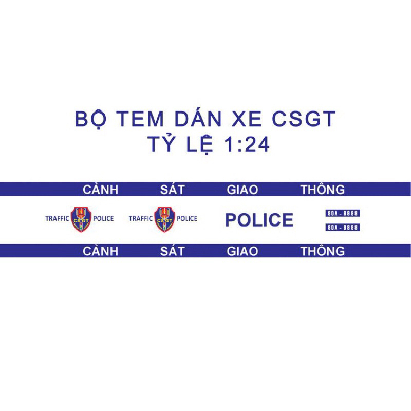 Tem độ CSGT cho xe mô hình tỉ lệ 1:24 Decal dán sẵn | Shopee Việt Nam