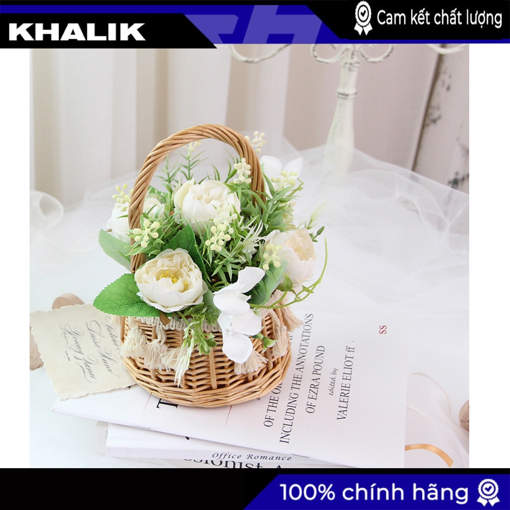 Hoa giả mẫu đơn HF017 (Màu Trắng) kiểu lẵng hoa trang trí thủ công - Hoa Trang trí nghệ thuật ...