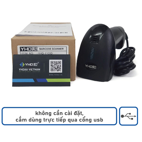 Máy quét mã vạch YHD 1100D 2D, Đầu đọc mã vạch Qrcode có dây dùng trong Cửa hàng, Siêu thị, đọc ...