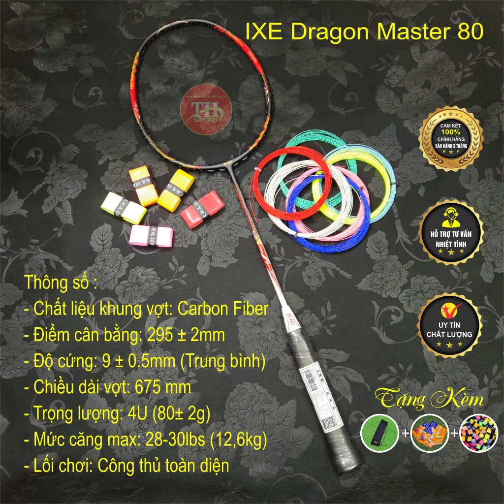 [Chính hãng]Vợt Cầu lông IXE Dragon Master 80 (căng sẵn theo yêu cầu ...