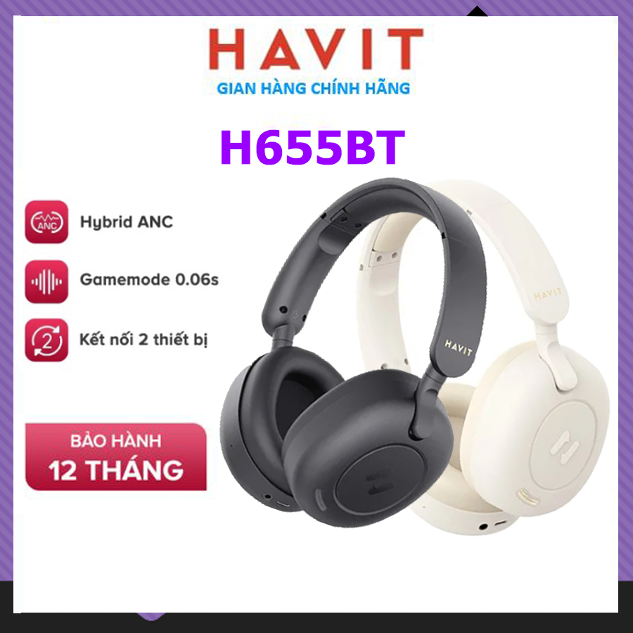 Tai Nghe Headphone Bluetooth HAVIT H655BT, Chống Ồn Chủ Động ANC, Độ trễ thấp, Nghe Đến 65H ...