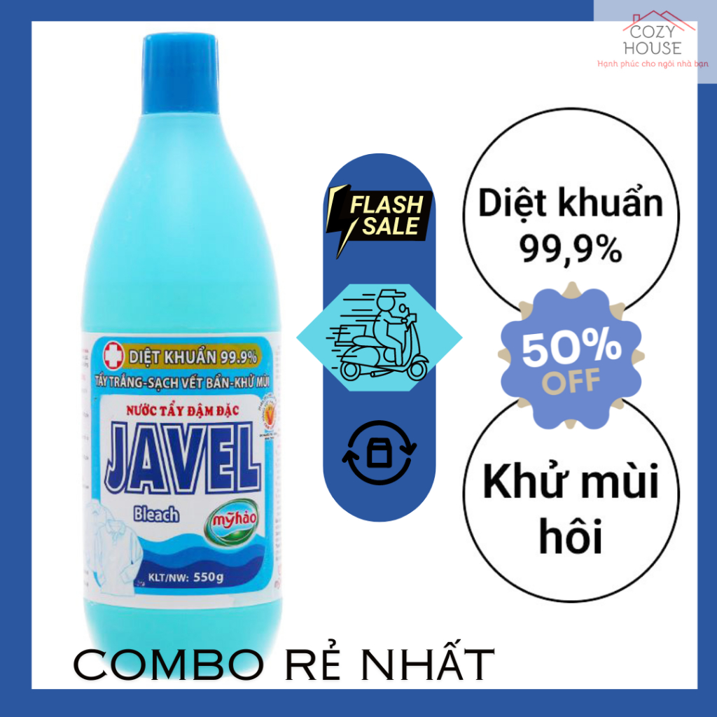 {Hỏa Tốc} Nước tẩy trắng diệt khuẩn quần áo Javel chai 550ml | Shopee ...