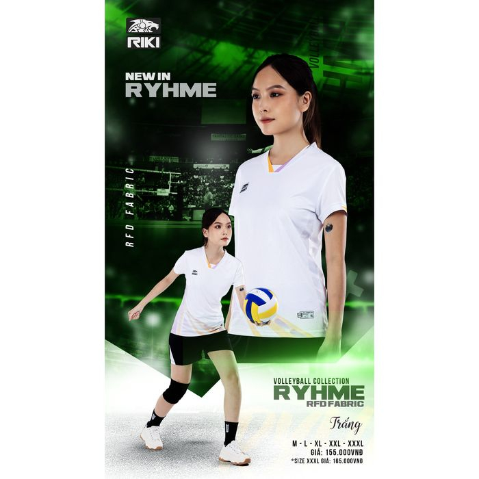 Bộ Quần Áo Bóng Chuyền Nữ RIKI VOL8 Rhyme Cao Cấp, Vải Mè Co Giãn Tốt ...