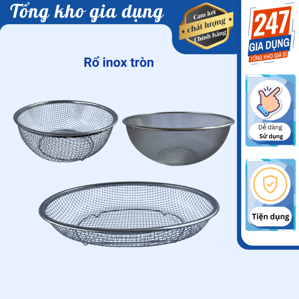 Rổ inox tròn inox không gỉ, rổ inox nhiều loại | Shopee Việt Nam