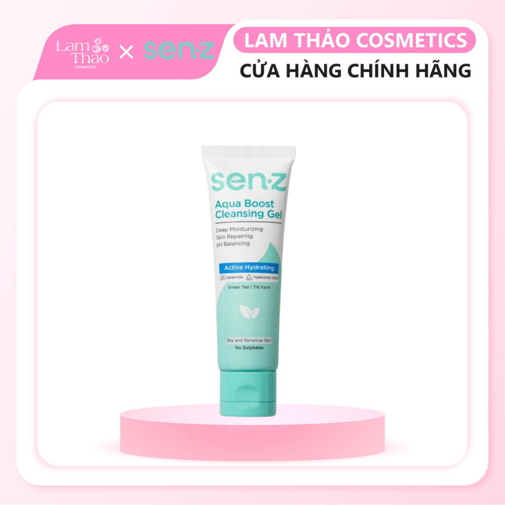 Gel Rửa Mặt Trà Xanh Cấp Ẩm Cho Da Khô Nhạy Cảm SenZ Aqua Boost Cleansing Gel pH 5.5 | Shopee ...