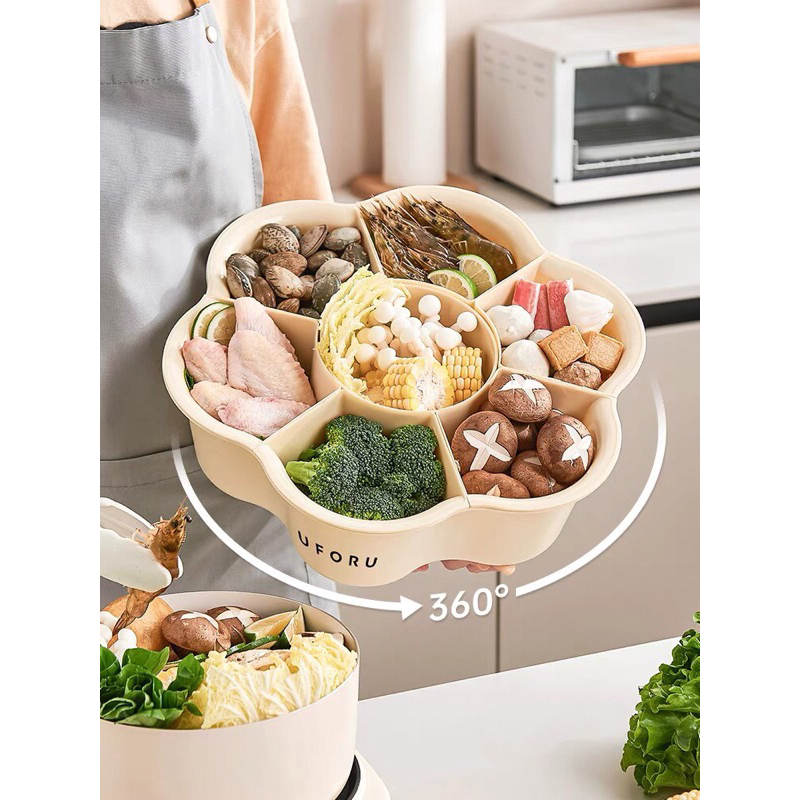 KHAY ĐỰNG ĐỒ ĂN LẨU OFORU 7 NGĂN CÓ ĐẾ XOAY 360 ĐỘ | Shopee Việt Nam