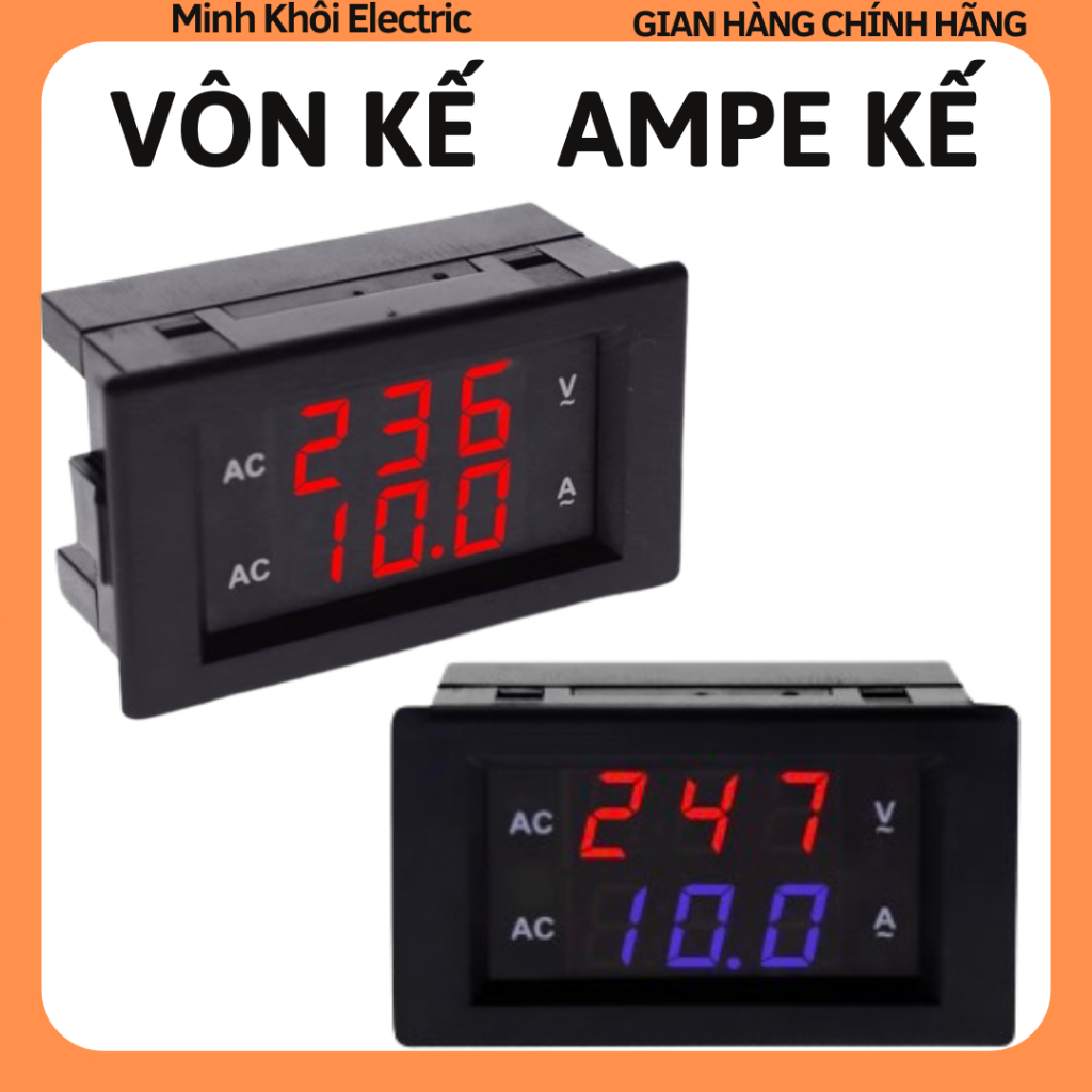 Đồng hồ đo điện áp dòng điện,đồng hồ led báo vôn kế,ampe kế,vôn kế điện tử, máy đo vôn kế,ampe ...
