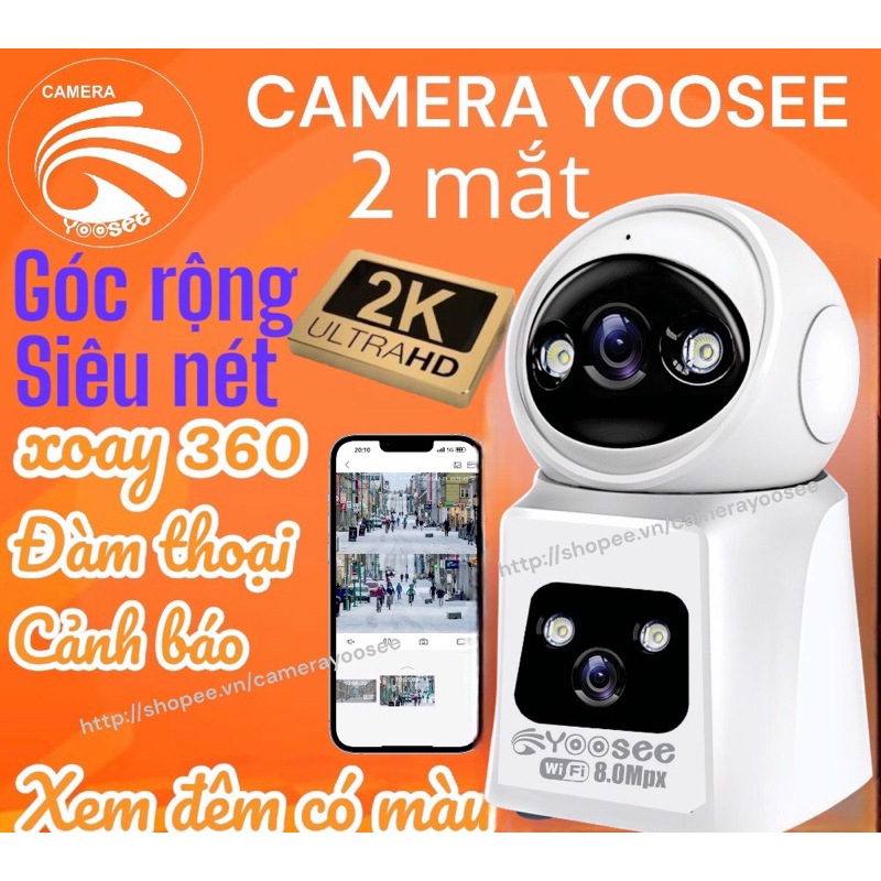 Camera YooSee 2 mắt - Siêu nét góc rộng 8.0mpx | Shopee Việt Nam
