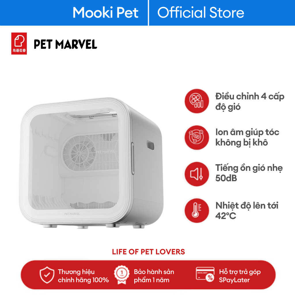 Máy sấy lông chó mèo tự động thông minh PetMarvel Công suất lớn Mooki ...