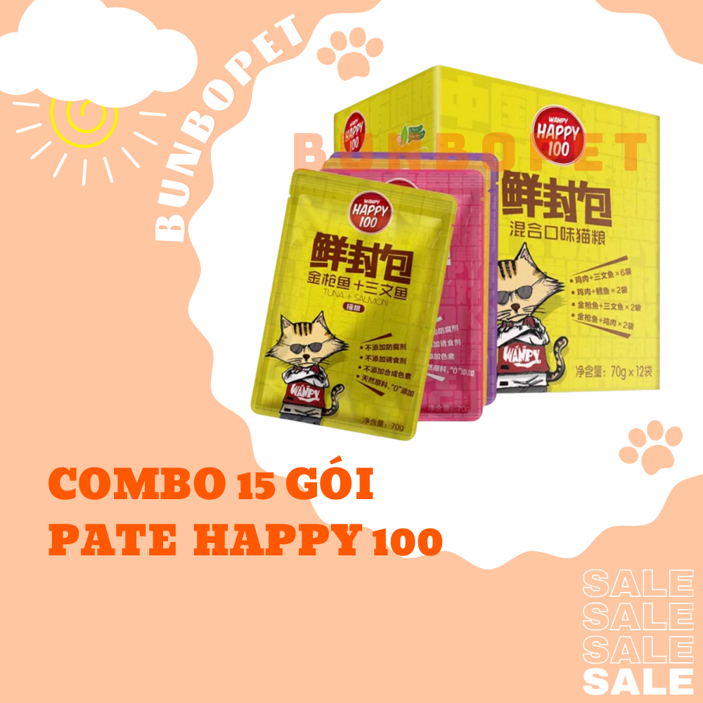 [Combo 15 Gói] Pate Wanpy Happy 100 Cho Mèo - Combo Pate Happy 100 Gói ...