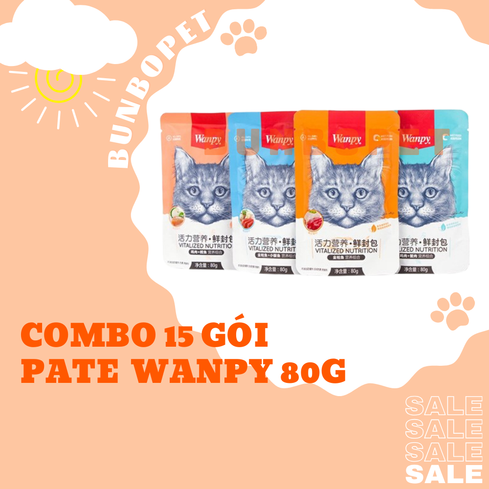 [Combo 15 Gói] Pate Wanpy Cho Mèo Gói 80g - Pate Cho Mèo Wanpy (Mix Đủ ...