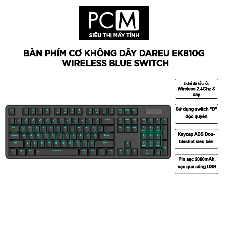 Bàn phím cơ Không Dây DareU EK810G Wireless Blue switch | Shopee Việt Nam