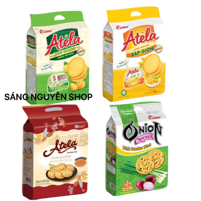 Bánh Cracker Atela Khoai Tây Giòn/Bắp Giòn/Mè đen/Cracker Hành Libra Túi 228G Date mới | Shopee ...