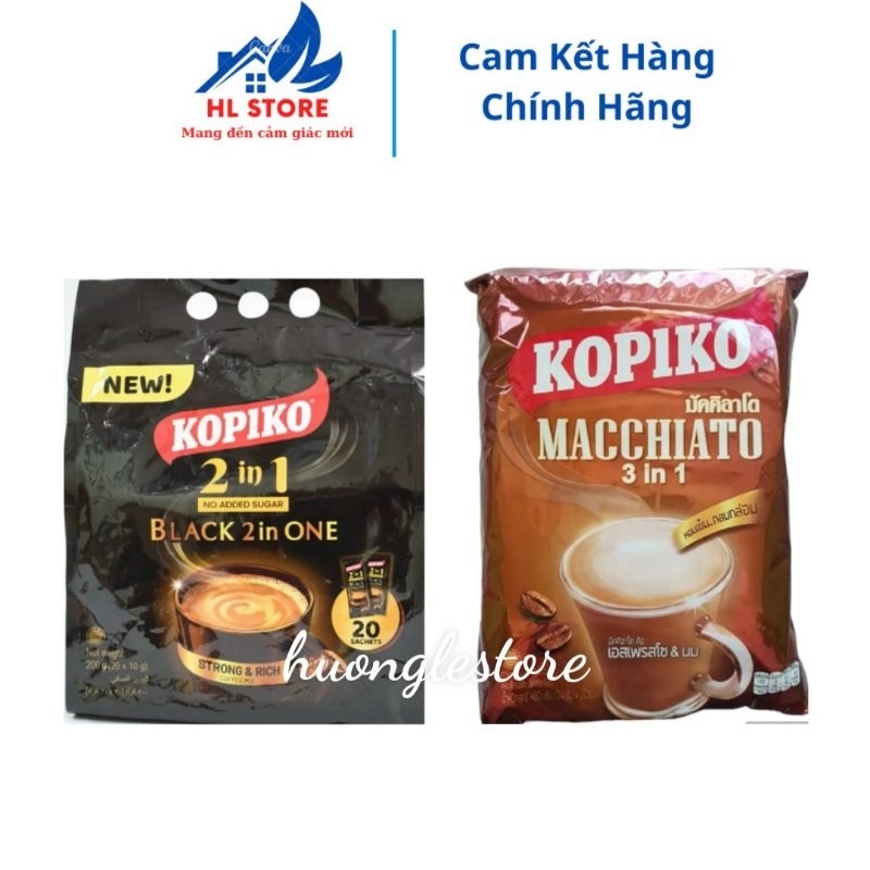 Cà phê hòa tan kopiko thái lan, cafe sữa macchiato, cafe đen 2in1 T7 ...