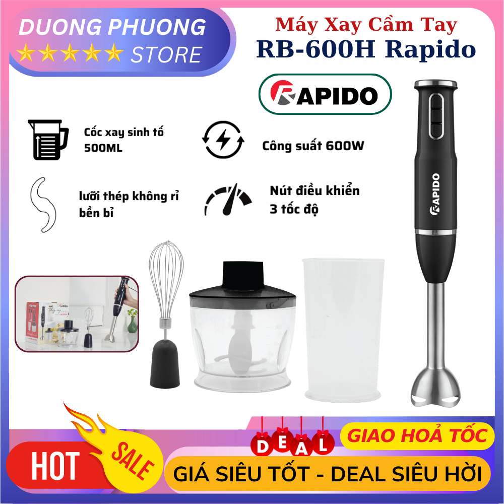 Máy Xay Cầm Tay Đa Năng Rapido RB-600H Máy Xay 3 Trong 1 Xay Nhanh ...
