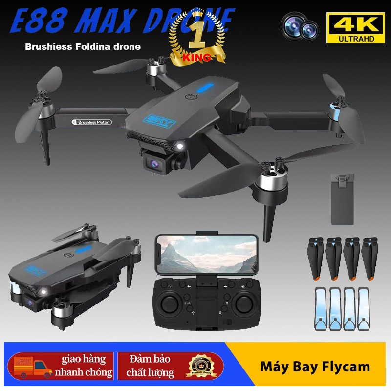 Drone camera 4k mini Máy Bay Flycam E88 Max fIycam trang bị camera ...