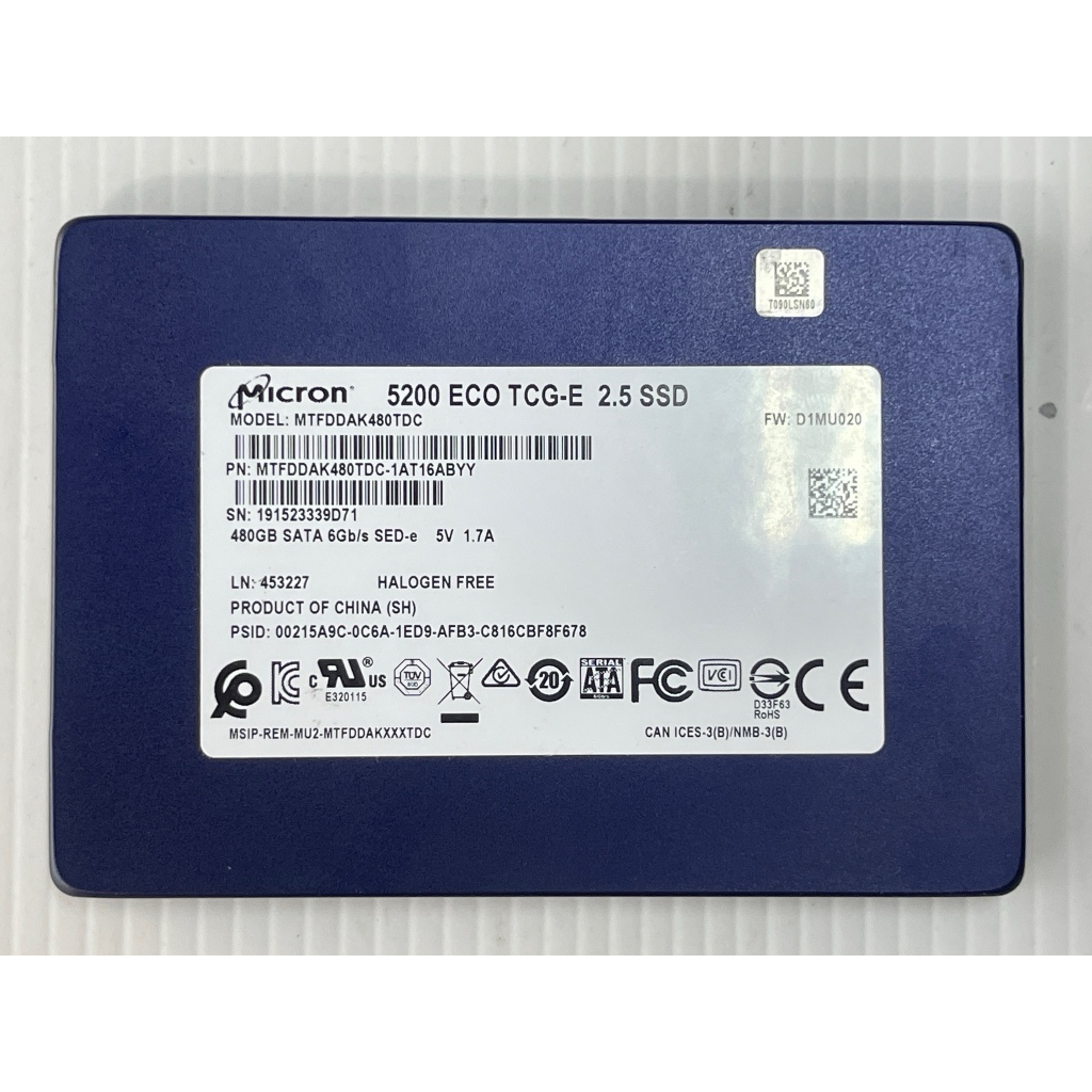 Ổ cứng 2.5" inch Enterprise SSD Micron 5100 5200 ECO 480GB Model ...