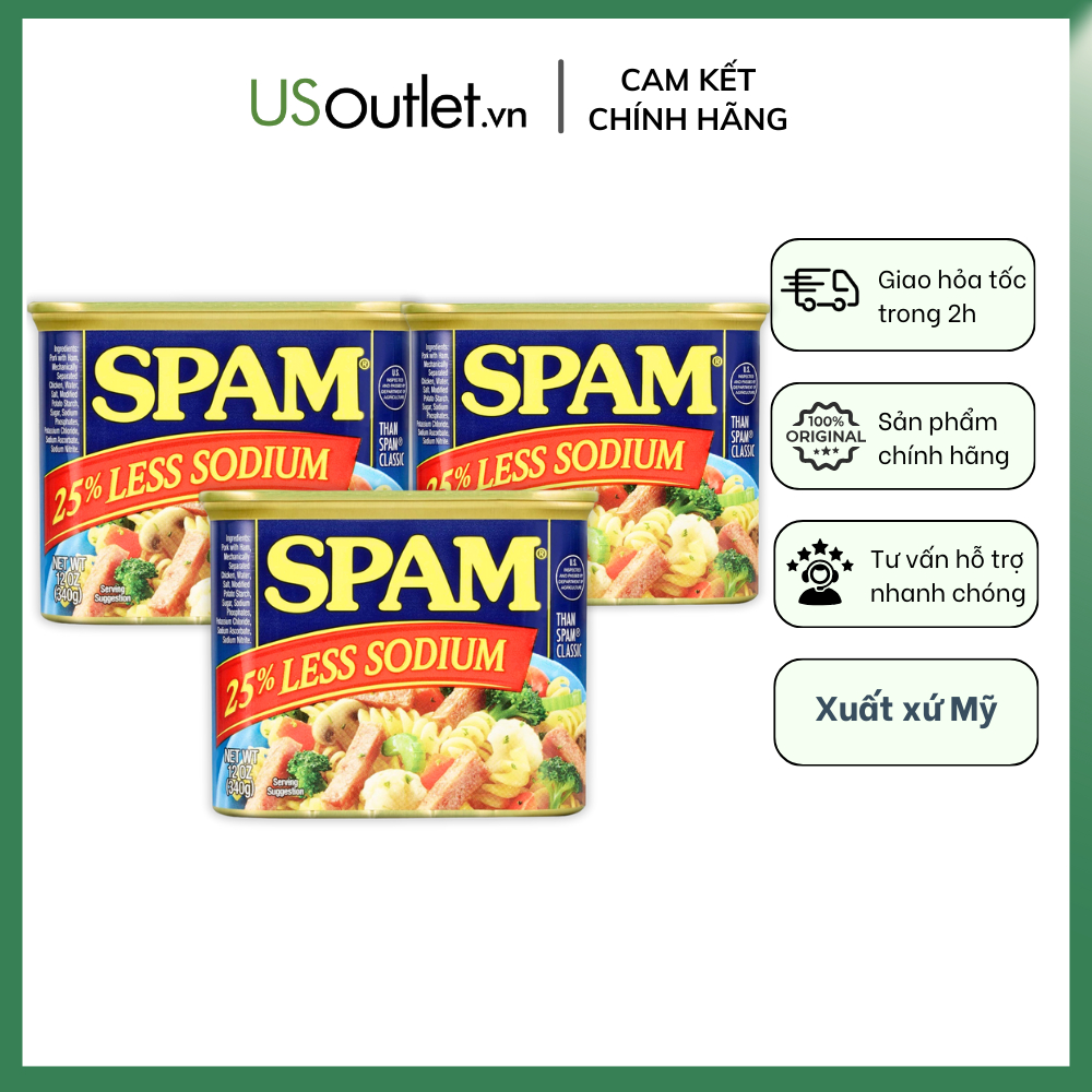 Thịt Hộp 25 Percent Less Sodium Spam 340G hàng Mỹ Date xa | Shopee Việt Nam