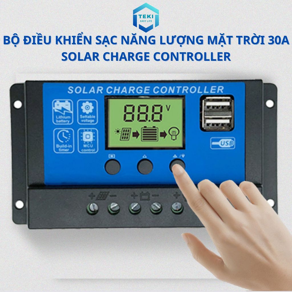 Điều Khiển Sạc Năng Lượng Mặt Trời TEKI PWM 30A 12V 24V Solar Charge Controller | Shopee Việt Nam