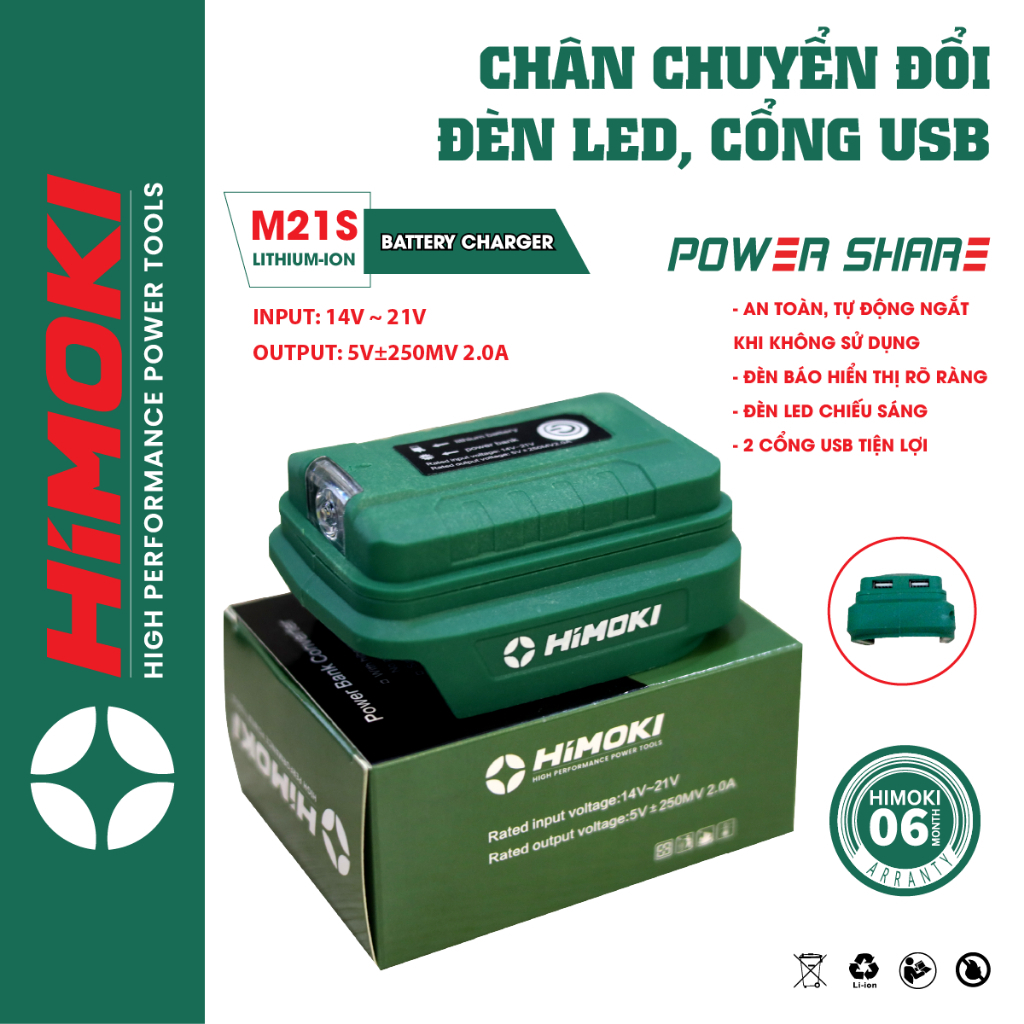 Bộ chuyển đổi dùng để sạc điện thoại qua pin máy khoan Himoki cao cấp ...