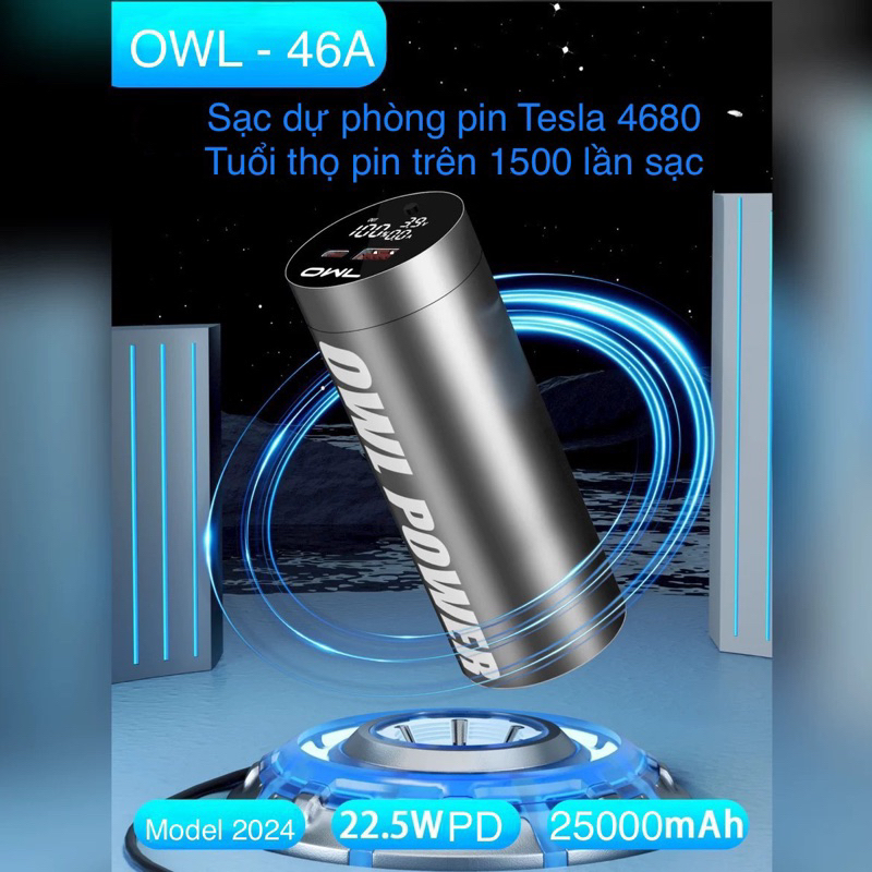 Sạc dự phòng OWL Pin 4680 Tesla 25000mAh | Shopee Việt Nam