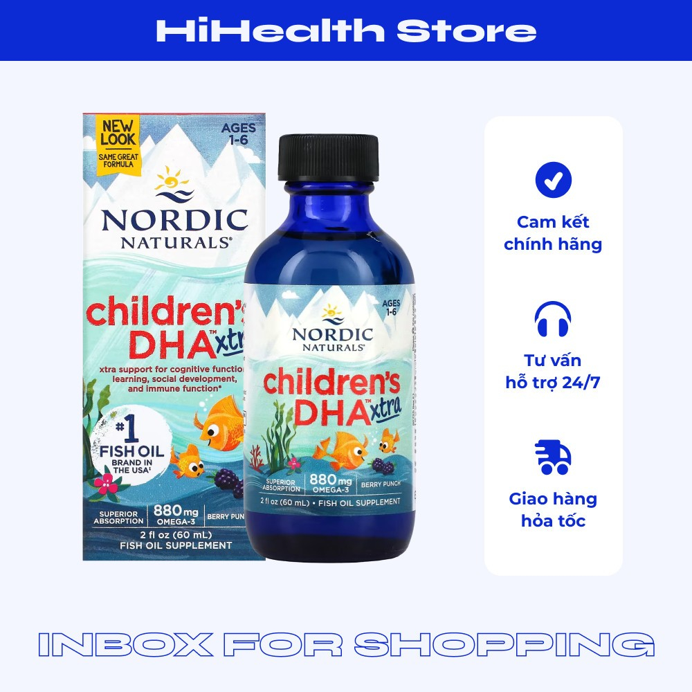 Siro DHA cho bé từ 1 tuổi Nordic Children's DHA Xtra 880mg 60ml , tăng ...