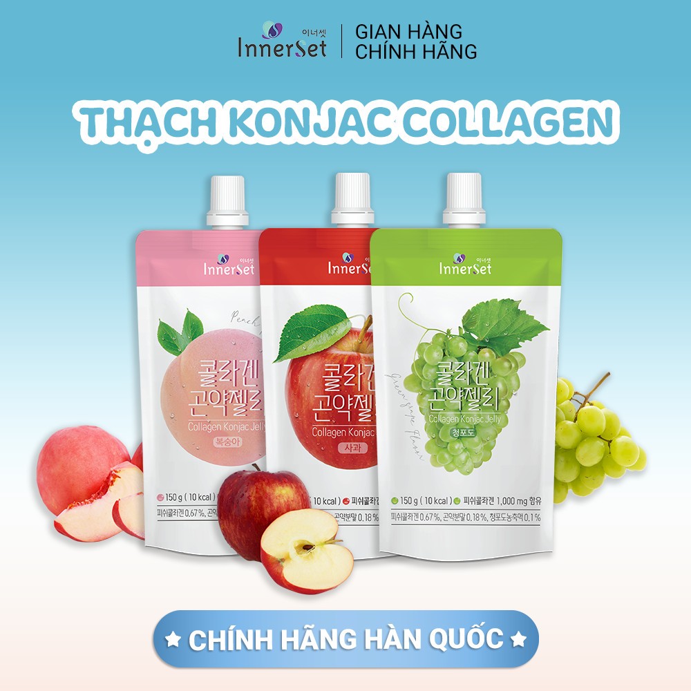 Thạch Konjac Collagen Innerset 10kcal (Đào/ Táo/ Nho Xanh) | Shopee ...