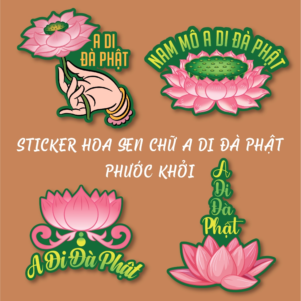 Sticker hoa sen có chữ A Di Đà Phật Phước Khởi P0009 | Shopee Việt Nam