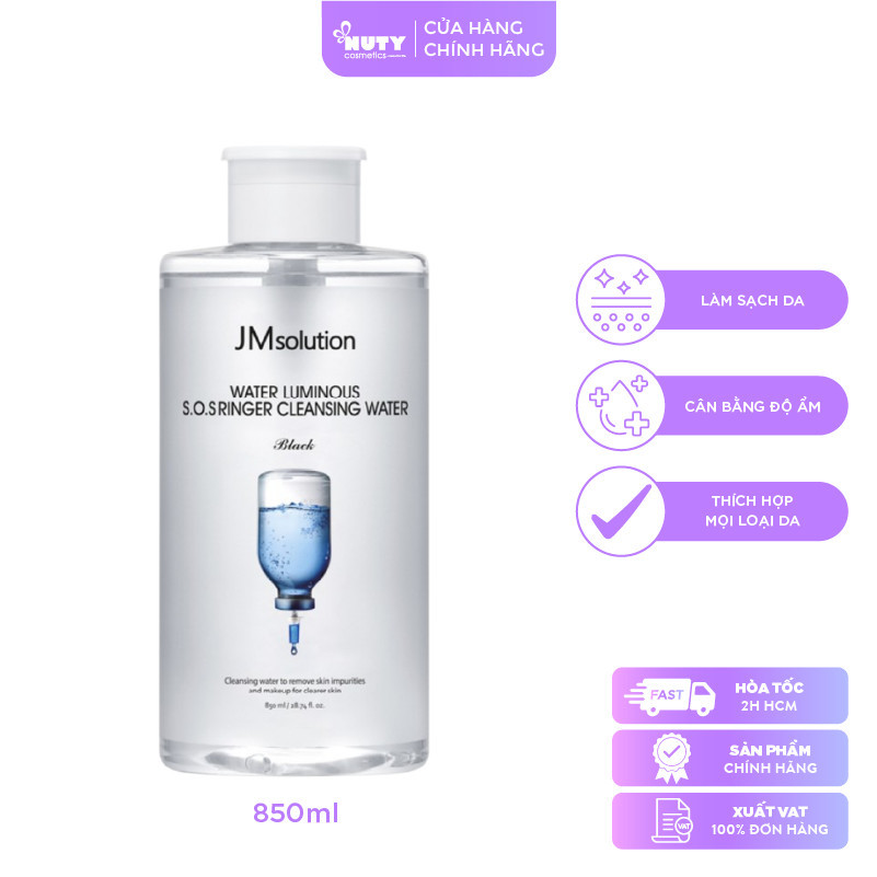 Nước Tẩy Trang JMsolution Water Luminous SOS Ringer Cleansing Water Black & H9 Hyaluronic ...