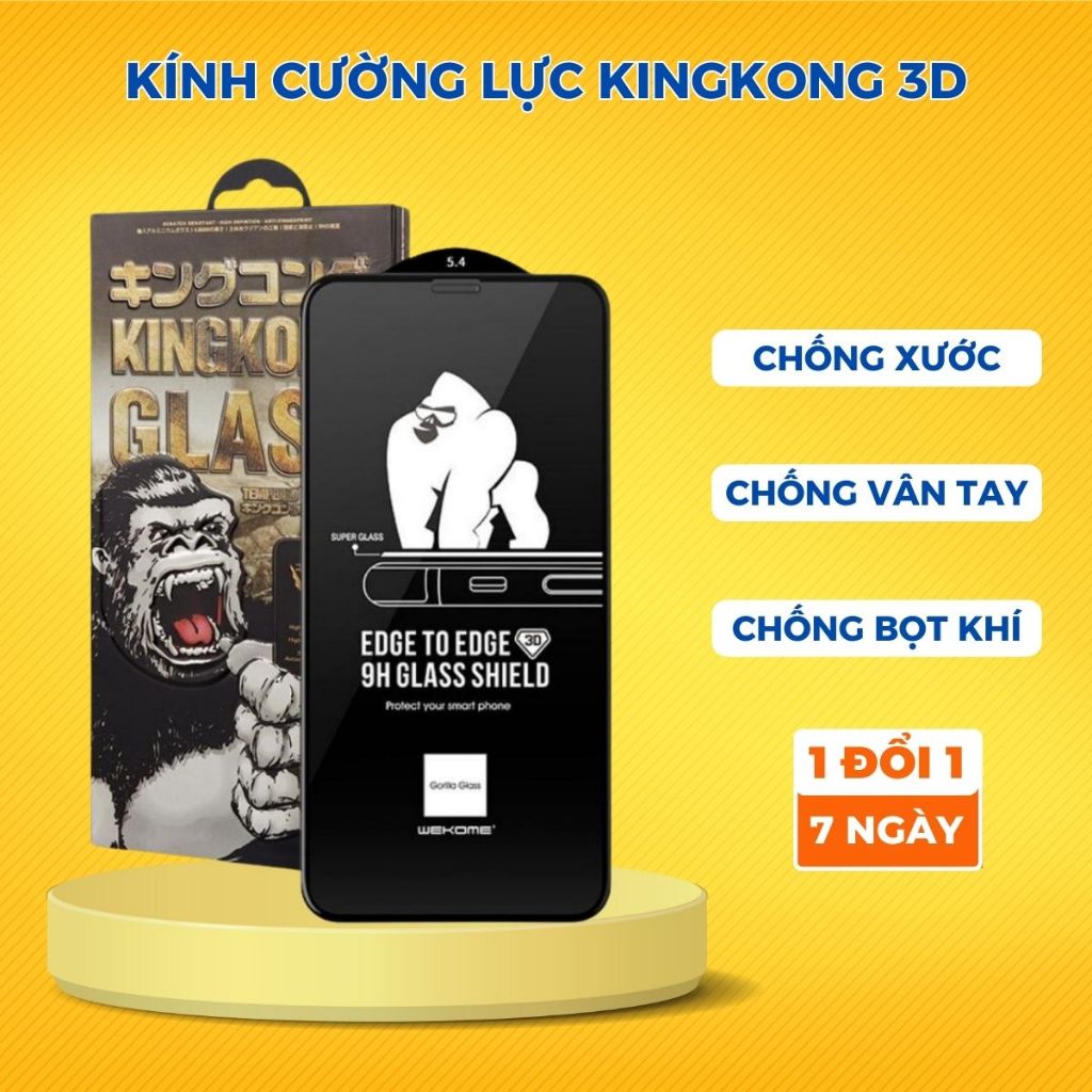 Cường lực KingKong 3D IP 14 ProMax 14 Plus 14 Pro 13 ProMax 13 Pro 12 ...
