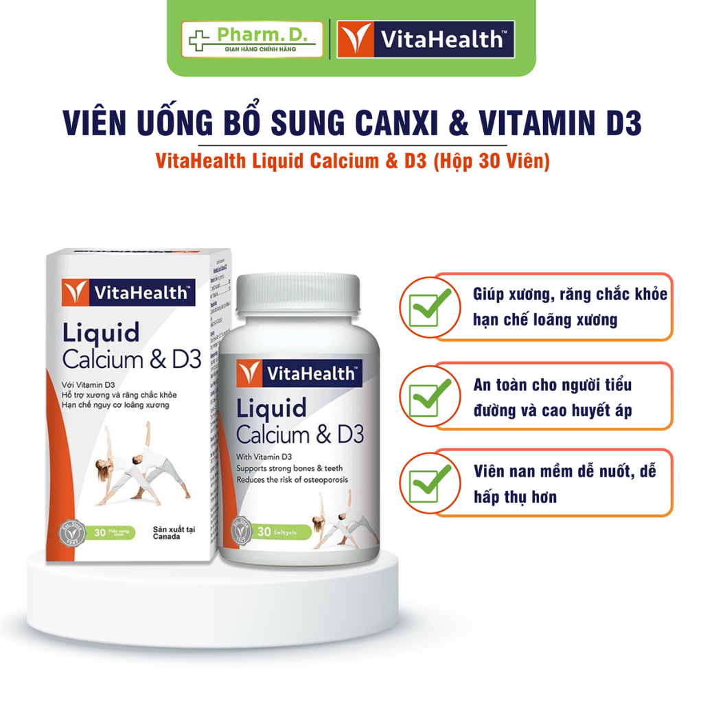 [CHÍNH HÃNG] Viên Uống VITAHEALTH Liquid Calcium With Vitamin D Bổ Sung ...