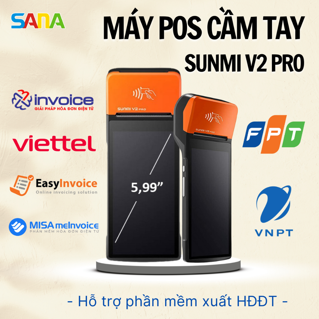 Máy POS Cầm Tay SUNMI V2 Pro hỗ trợ phần mềm xuất hóa đơn điện tử | Shopee Việt Nam