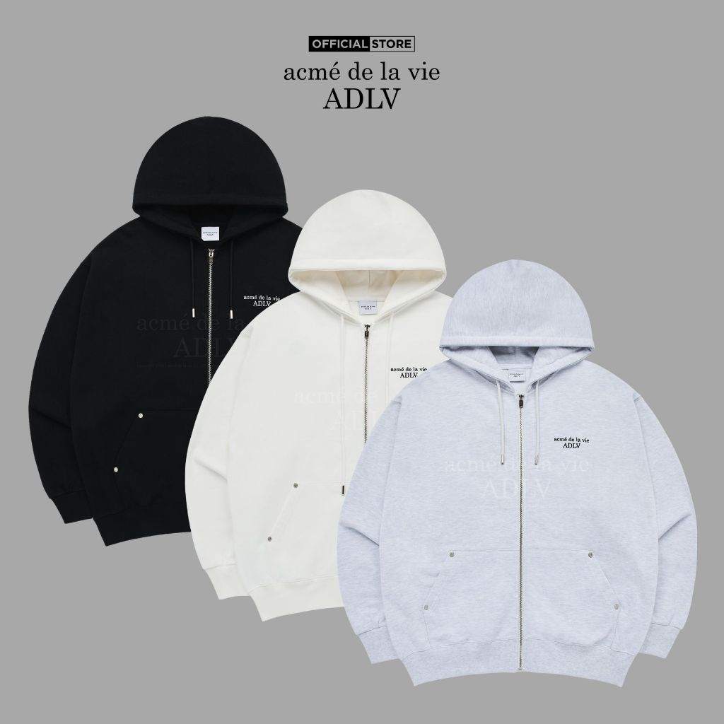 Áo Hoodie ADLV Basic Logo Needlework Zip Up Dáng oversized Màu đen/kem ...