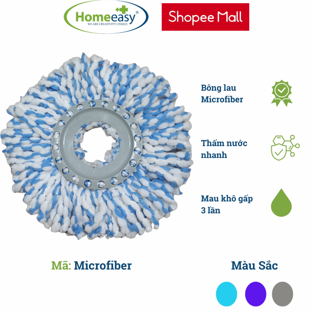 Bông Lau Nhà Microfiber Homeeasy - Siêu Thấm Hút, Giặt Mau Khô ...