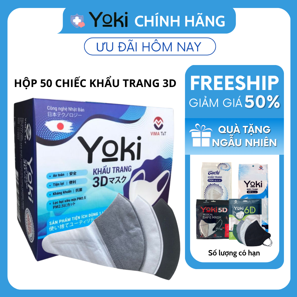 Hộp 50 Cái Khẩu Trang 3D Yoki 💗𝑭𝑹𝑬𝑬𝑺𝑯𝑰𝑷💗 Công Nghệ Nhật Bản Kháng Khuẩn Hàng Chính Hãng - KT3D ...
