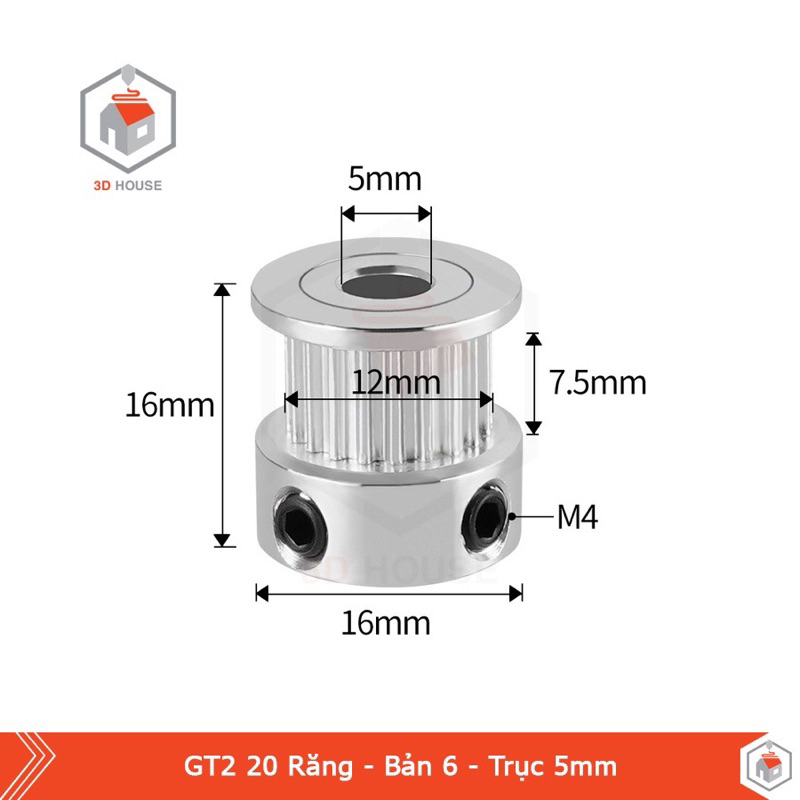 [HCM]puly GT2 20-60 răng trục 5-8mm 180mm Dây Đai | Shopee Việt Nam