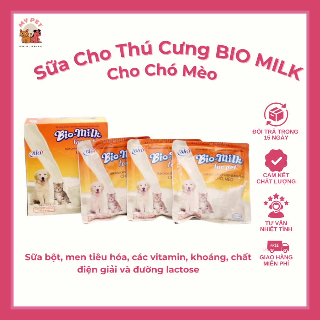 SỮA CHO THÚ CƯNG CHÓ MÈO BIO MILK GÓI 100G Bổ sung chất -MyPet Shop ...