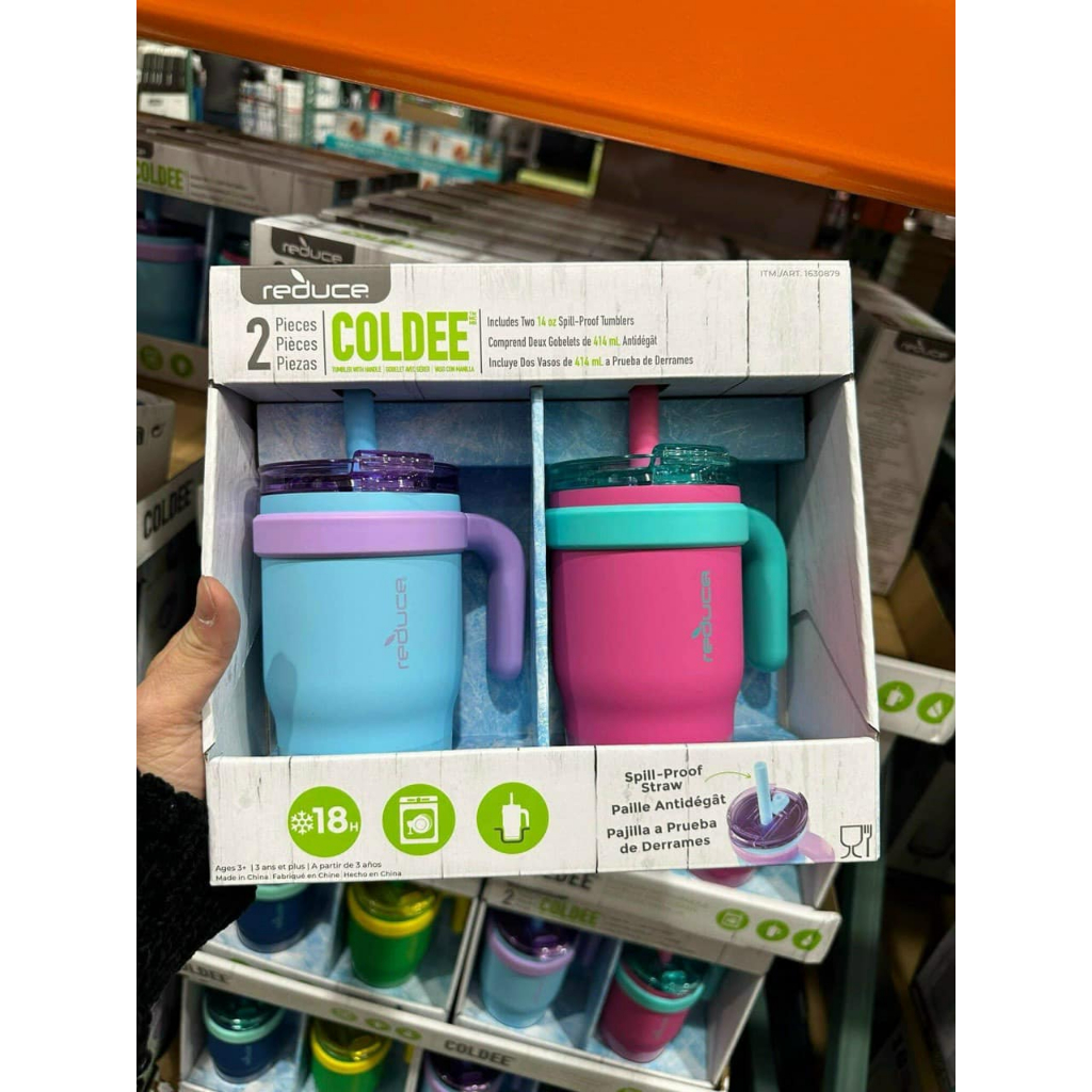 Set 2 Ly giữ nhiệt REDUCE COLDEE TUMBLER ( xanh, hồng) có ống hút ...
