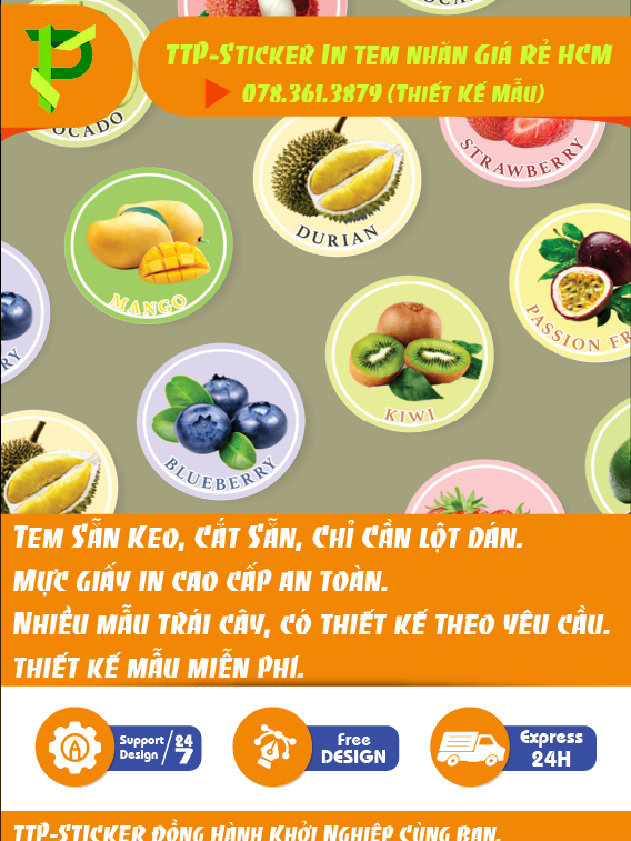 100 Tem hương trái cây dán nắp chai Decal Sticker lột dán Cắt Sẵn ...