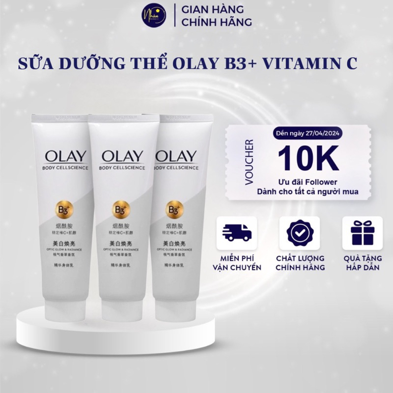 Sữa dưỡng thể OLAY Body B3 vitamin C optic glow radiance 90ml | Shopee ...