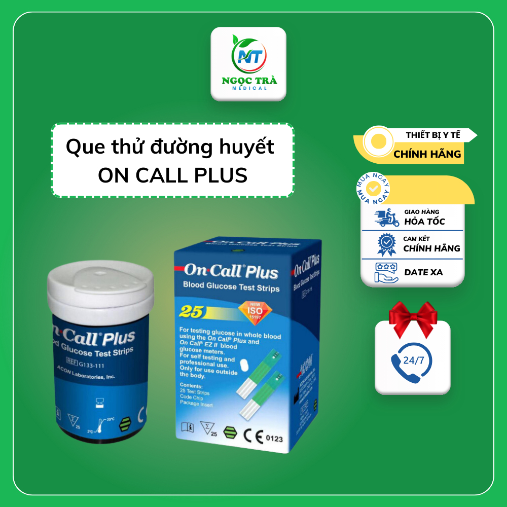 Hộp 25 Que thử đường huyết OnCall Plus (dùng cho máy OnCall Plus ...