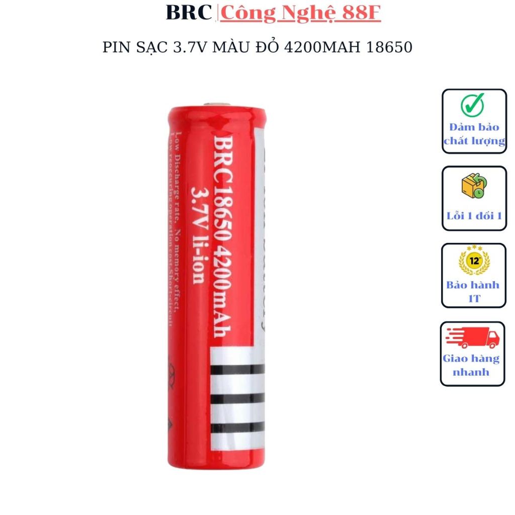 PIN SẠC BRC 18650 MÀU ĐỎ 3.7V dung lượng 4200MAH | Shopee Việt Nam