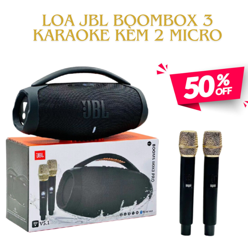 Loa Bluetooth JBL Bombox 3 Karaoke , (100W) Bass Mạnh Mẽ Kèm 2 Micro Công Suất Cực Lớn Hát Cực ...