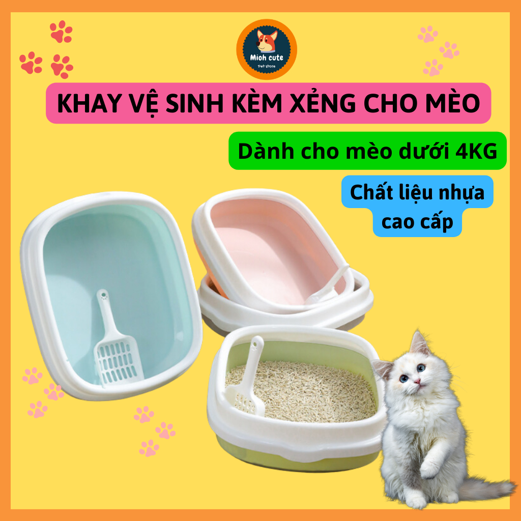 Khay vệ sinh cho mèo kèm Xẻng size MiPet KM0001 nhỏ mèo dưới 4kg | Shopee Việt Nam